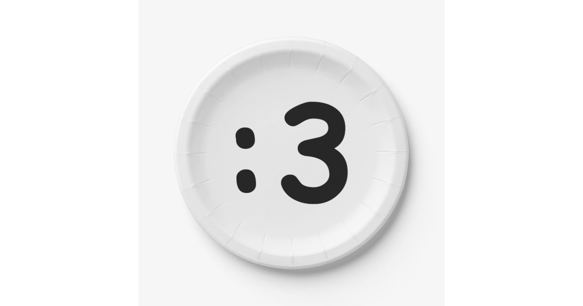 Cat Face Emoticon :3 Paper Plates | Zazzle