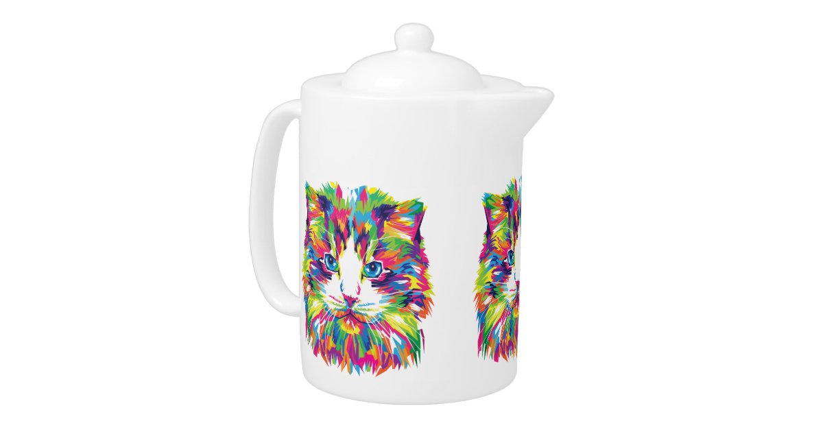 Cat Face Geometric Prismatic Design-32453 Teapot | Zazzle