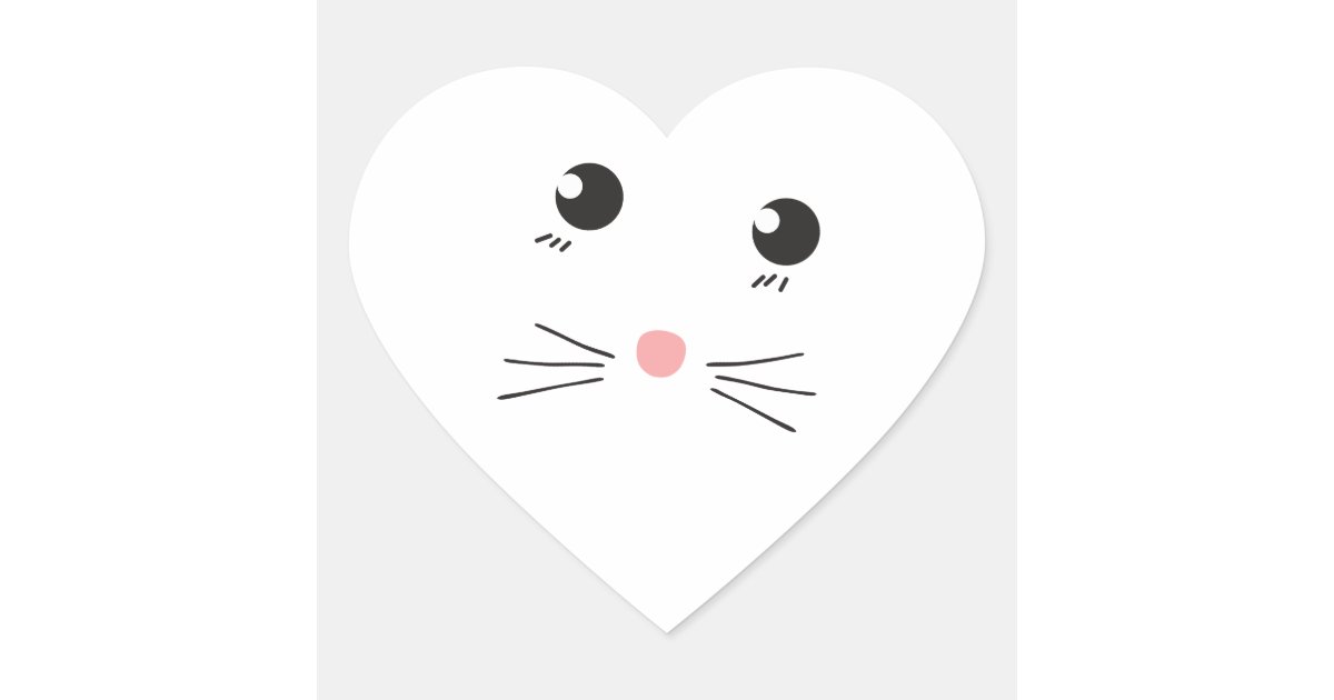 Cat face line drawing heart sticker | Zazzle