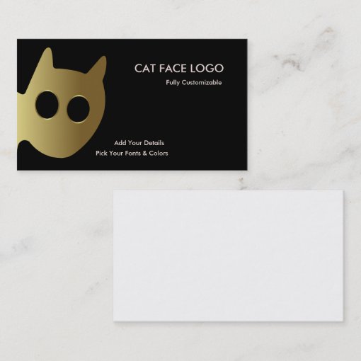 Cat Face Logo - Gold Cat Business Card | Zazzle