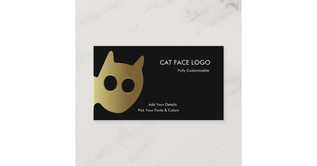 Cat Face Logo - Gold Cat Business Card | Zazzle