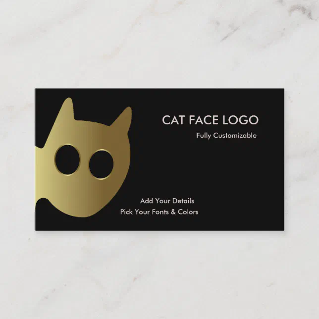 Cat Face Logo - Gold Cat Business Card | Zazzle