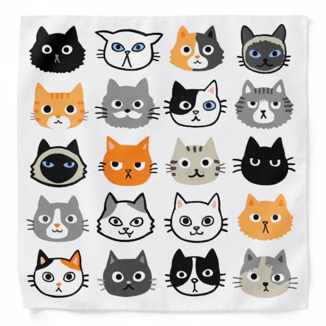 Cat Faces Pattern | Cool Kitty Cat Lover's Bandana | Zazzle