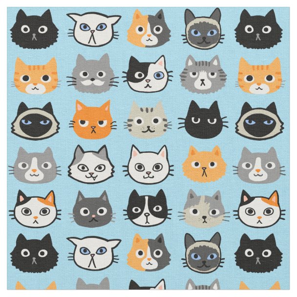 Itty Bitty Siamese Kitty Cats Fabric | Zazzle
