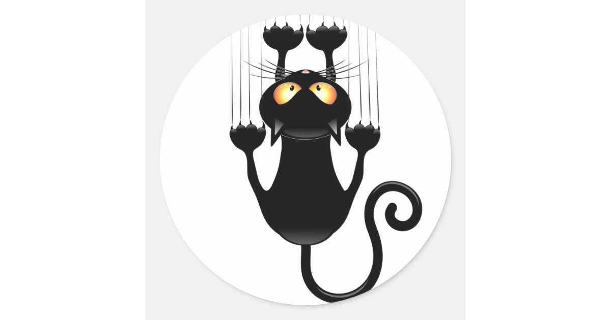 Cat Falling down fun cartoon character Classic Round Sticker | Zazzle