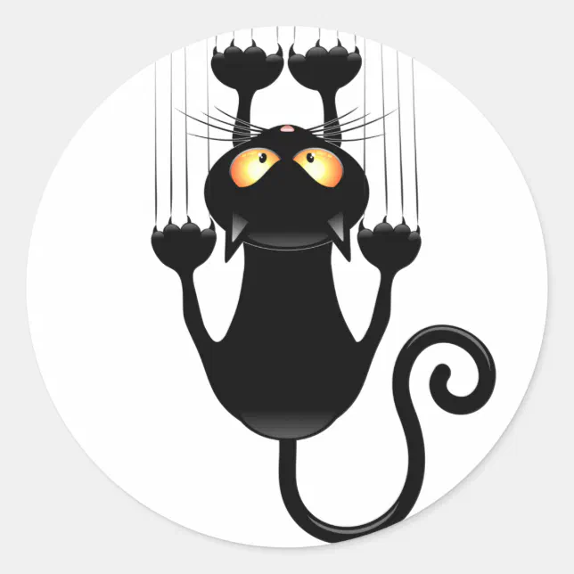 Cat Falling down fun cartoon character Classic Round Sticker | Zazzle