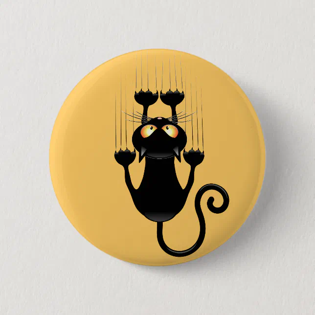 Cat Falling down fun cartoon character Pinback Button | Zazzle