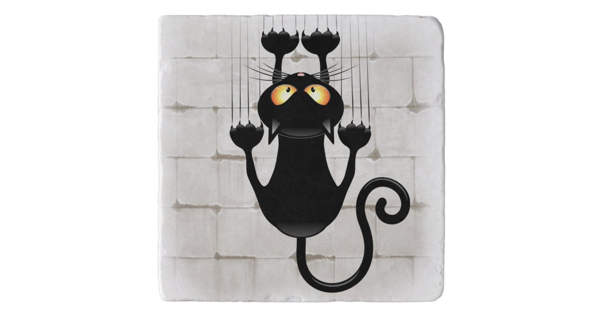 Cat Falling down fun cartoon character Trivet | Zazzle
