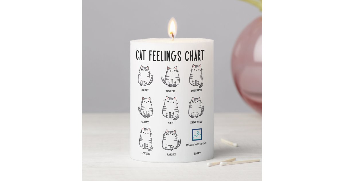 Cat Feelings Chart Pillar Candle | Zazzle