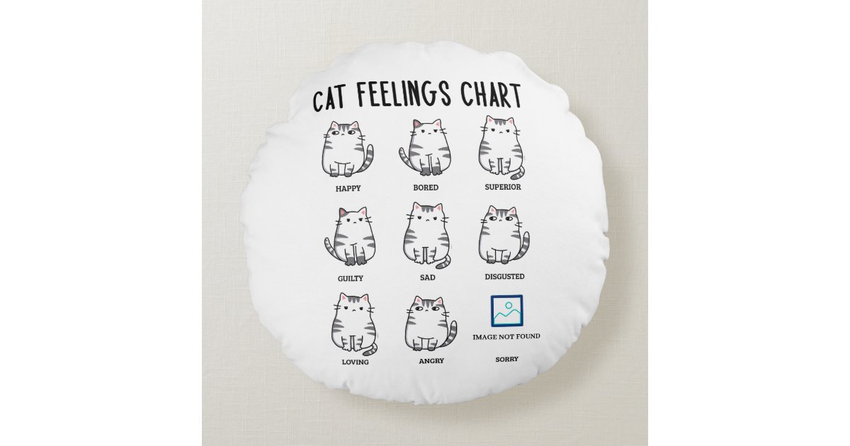 Cat Feelings Chart Round Pillow | Zazzle
