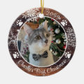 Cat First Christmas Rustic Wood Snowflake Photo Ceramic Ornament | Zazzle