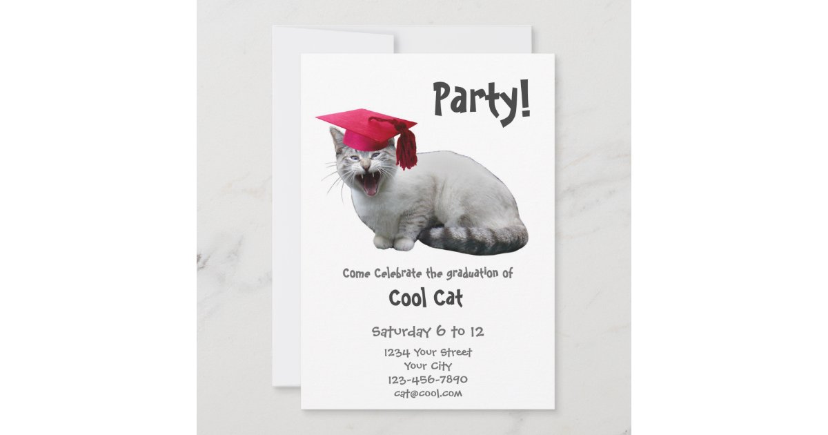Cat Graduation Party Invitation | Zazzle