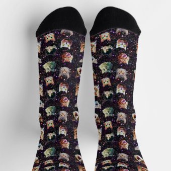 Cat Heads in Outer Space Funny Galaxy Pattern Socks | Zazzle