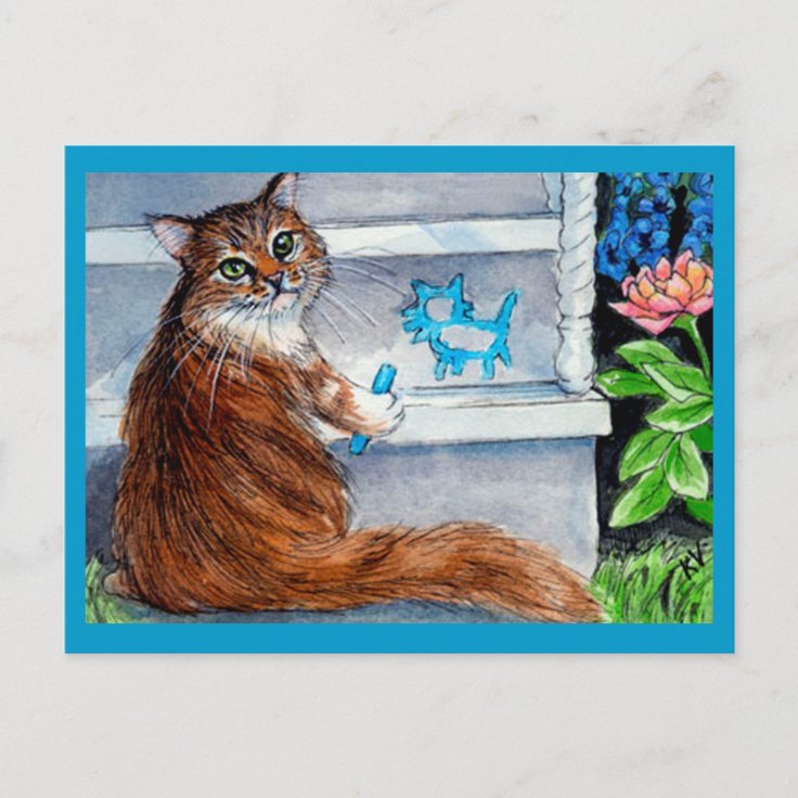 Cat hobo sign, kind lady lives here postcard | Zazzle