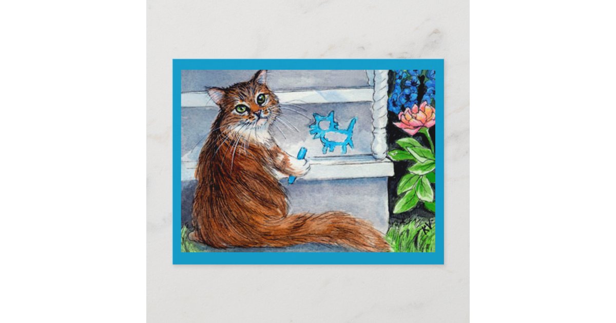 Cat hobo sign, kind lady lives here postcard | Zazzle