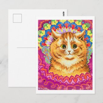 Cat in a Decorative Pattern, Louis Wain Postcard | Zazzle