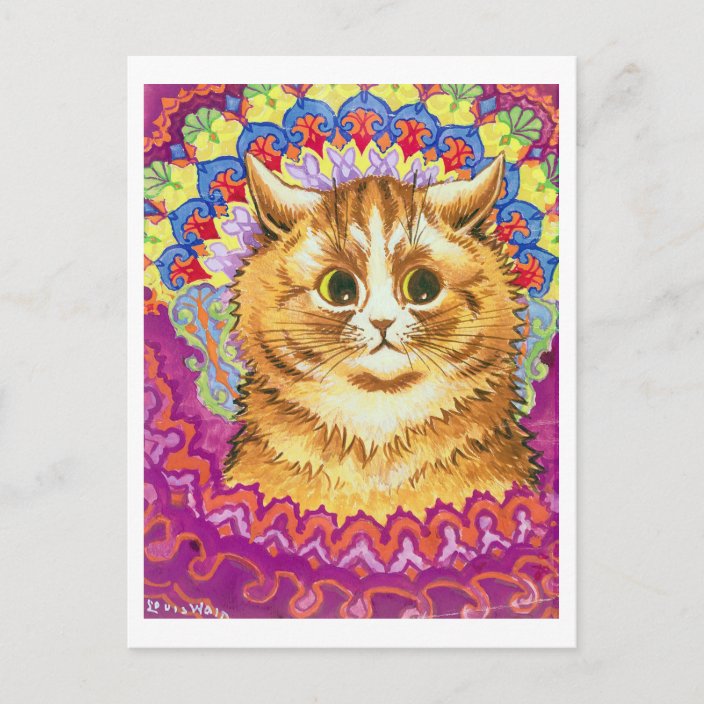 Cat in a Decorative Pattern, Louis Wain Postcard | Zazzle.com