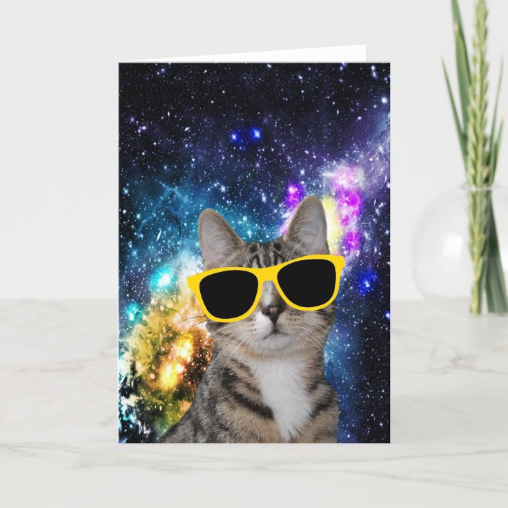 Cat in Outer Space Greeting Card | Zazzle