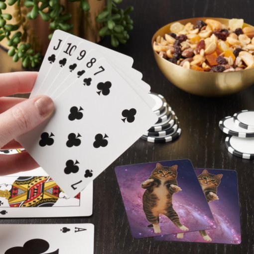 Cat in space - playing cards | Zazzle