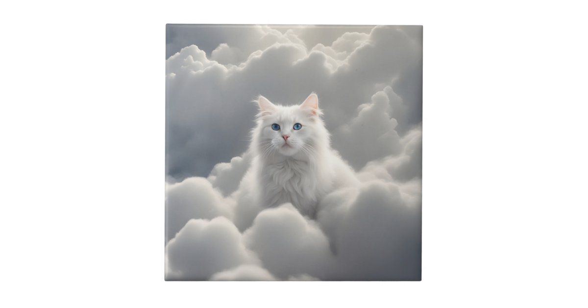 Cat in the clouds ceramic tile | Zazzle