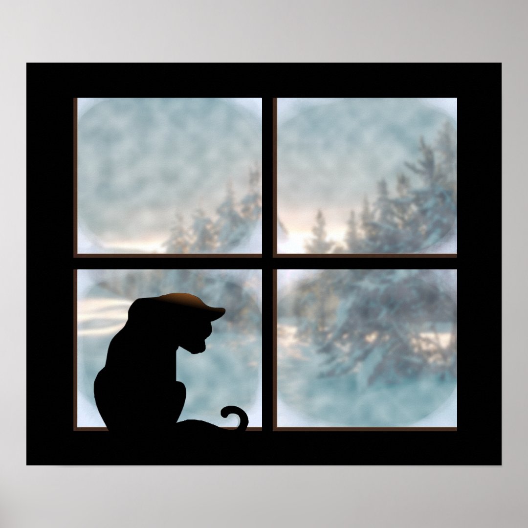 cat in window poster | Zazzle