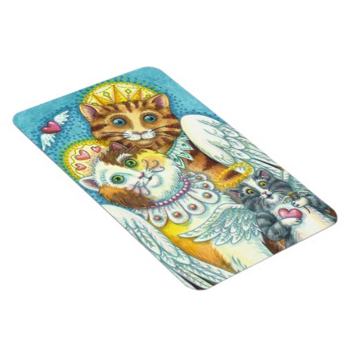 CAT, KITTEN & MOUSE ANGELS IN HEAVEN, HALO & WINGS MAGNET | Zazzle