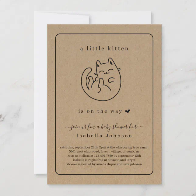 Cat Kitty Kitten Baby Shower Invitation | Zazzle