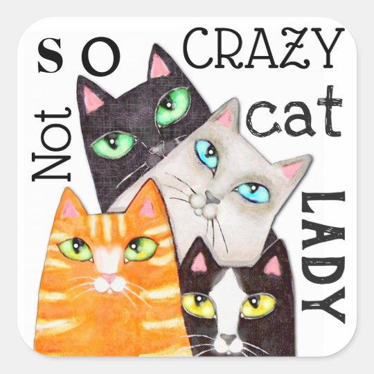 Cat Lady Funny Cute Art Typography Sticker | Zazzle.com
