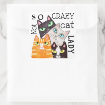 Cat Lady Funny Cute Art Typography Sticker | Zazzle
