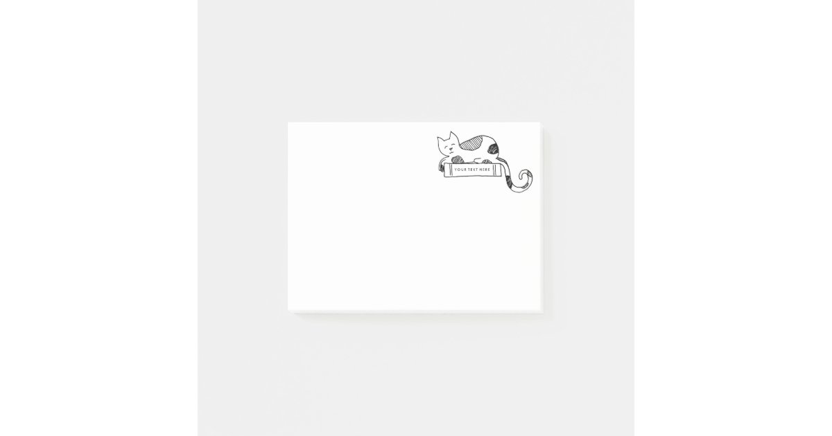 Cat Loaf On Personalized Book Sketch Post It Notes | Zazzle