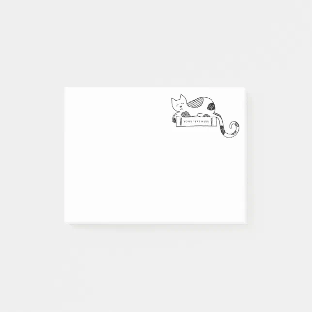 Cat Loaf On Personalized Book Sketch Post It Notes | Zazzle