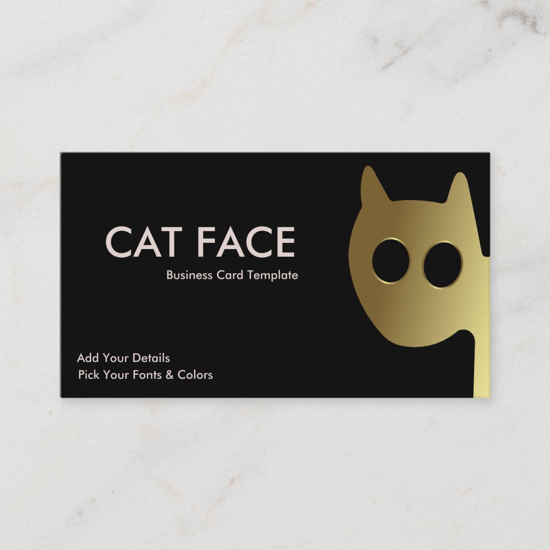 Cat Logo - Gold Cat Business Card | Zazzle