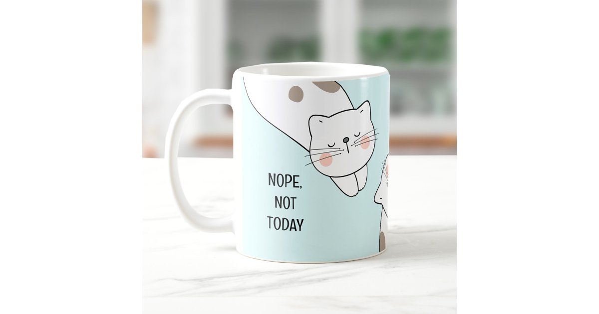 Cat Lover Cute Lazy Cat Personalized Name Blue Mug | Zazzle