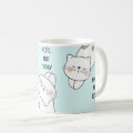 Cat Lover Cute Lazy Cat Personalized Name Blue Mug | Zazzle