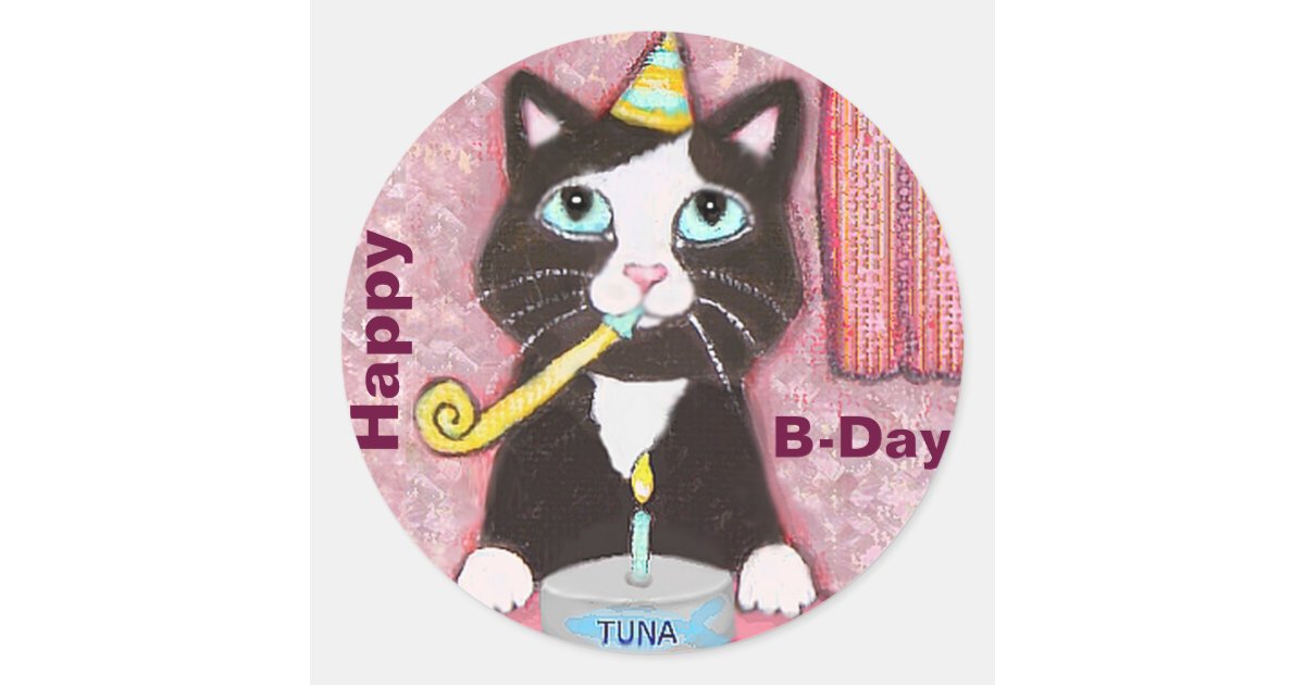 Cat Lover's Custom Happy Birthday Stickers | Zazzle