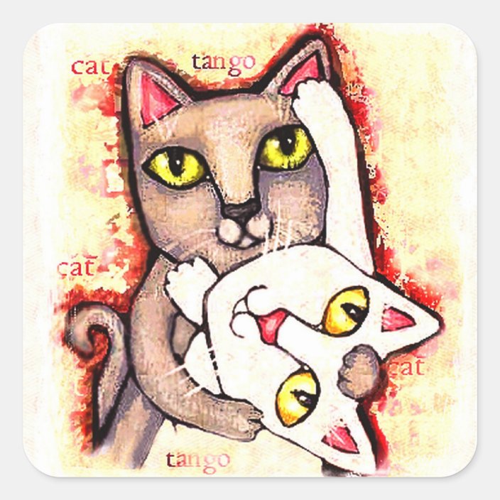 Cat Lover's Cute Tango Dance Cats Art Stickers | Zazzle.com