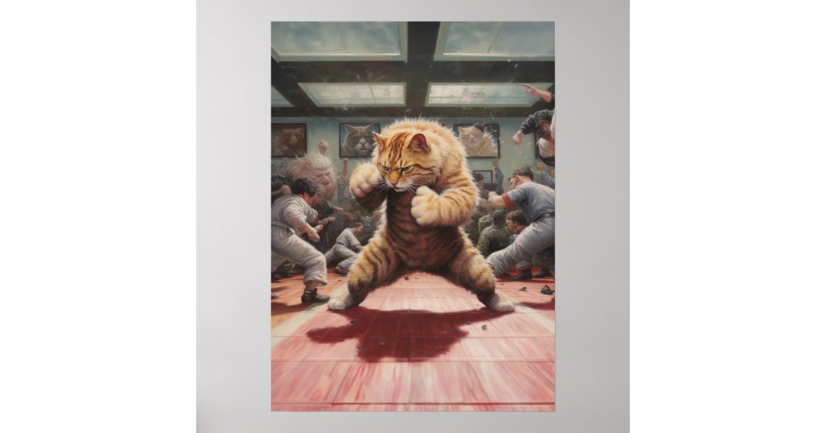 Cat Martial Arts Fighter Poster | Zazzle