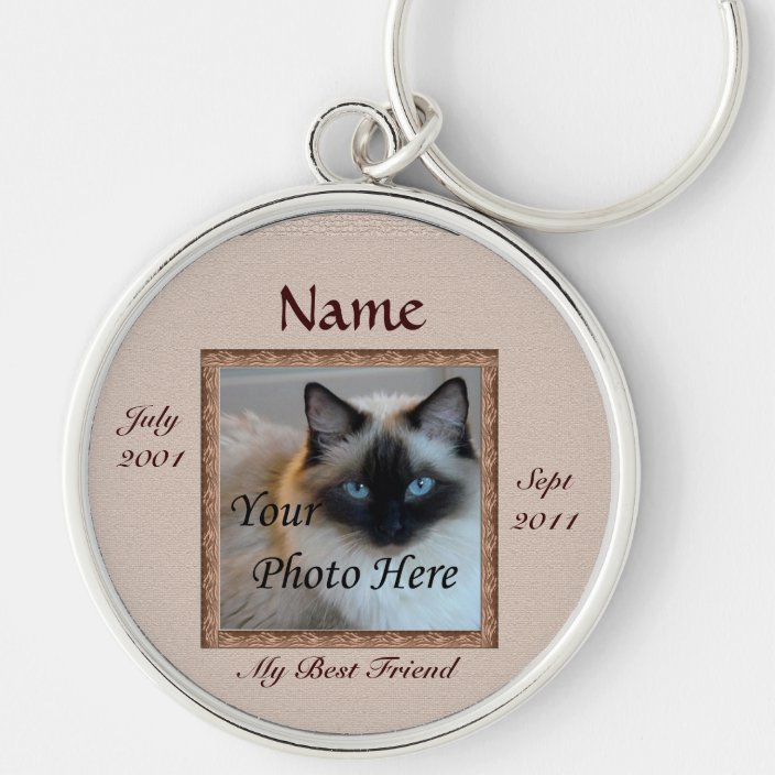 Cat Memorial Brown Tones Custom Photo Pet Loss Keychain | Zazzle.com