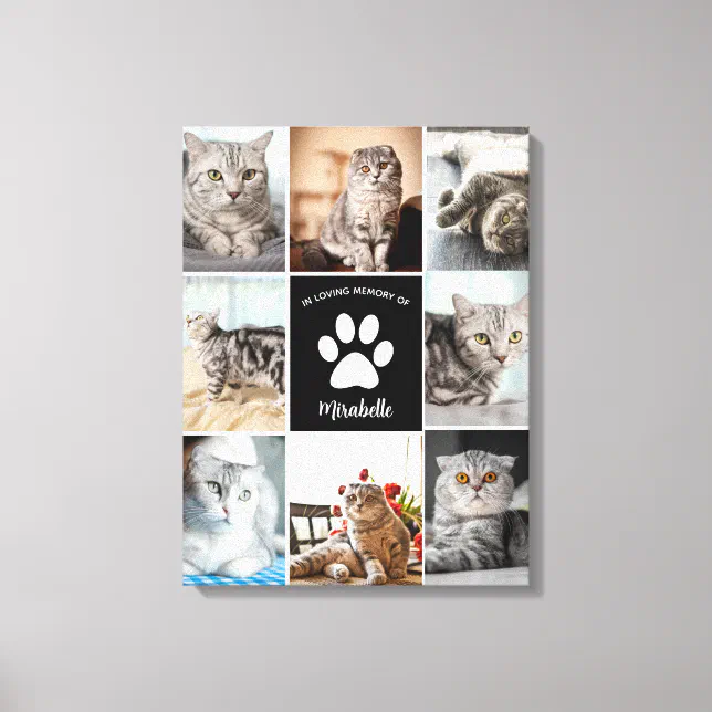 Cat Memorial Custom Photo Collage In Loving Memory Canvas Print | Zazzle
