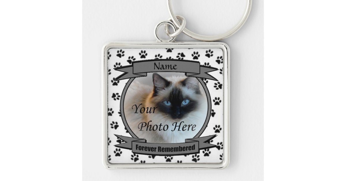 Cat Memorial Forever Remembered Keychain | Zazzle