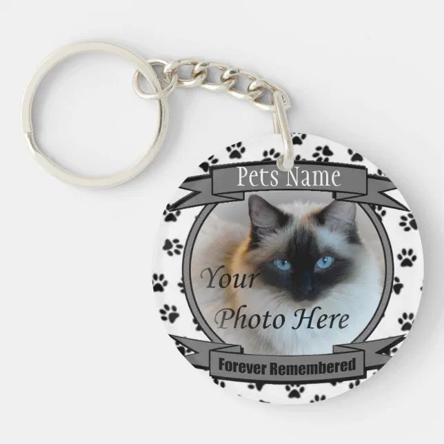 Cat Memorial - Forever Remembered - Pet Loss Cat Keychain | Zazzle