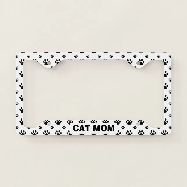 Cat Mom Paw Print License Plate Frame | Zazzle