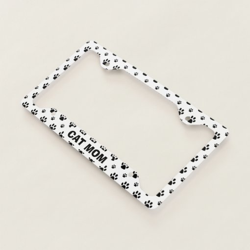 Cat Mom Paw Print License Plate Frame | Zazzle
