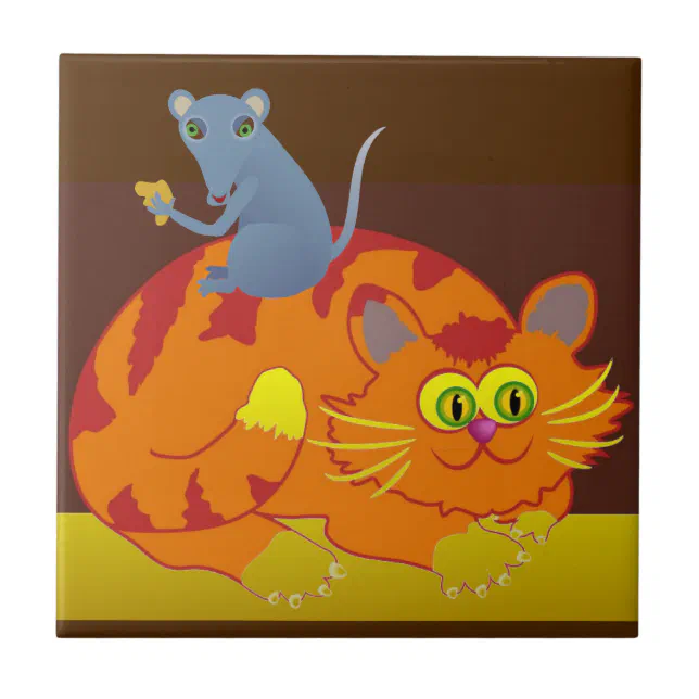 Cat & Mouse Ceramic Tile | Zazzle
