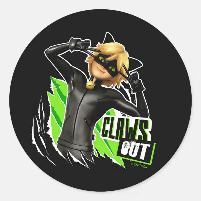 Cat Noir | Claws Out Graphic Classic Round Sticker | Zazzle