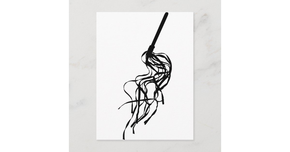 Cat of Nine Tails S&M Whip Outline Silhouette Postcard | Zazzle