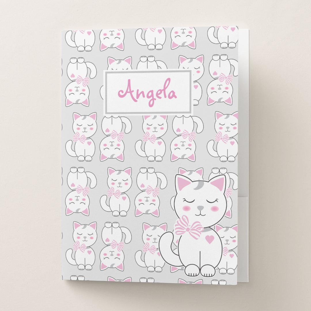 Cat Pattern Pocket Folder | Zazzle