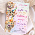 Cat Pawty Birthday Party Girl 8th Birthday Invitation | Zazzle