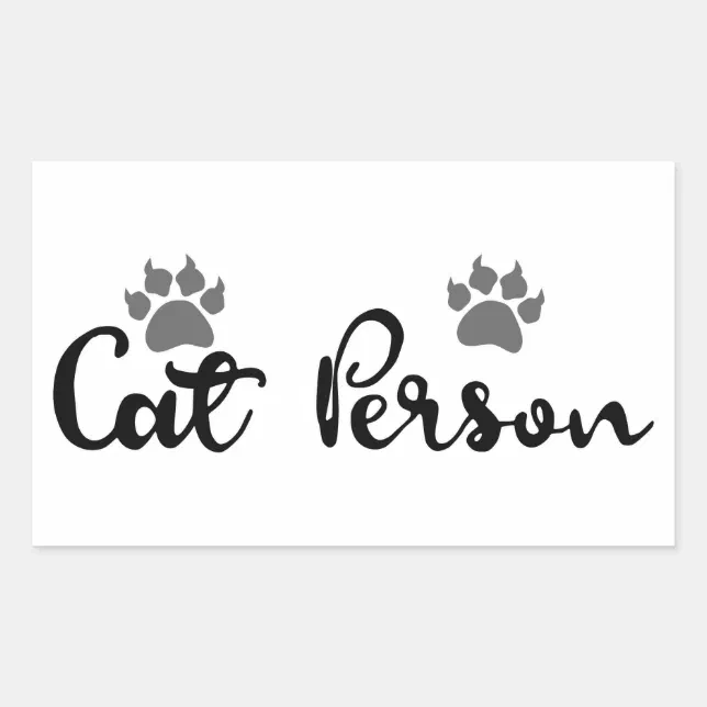 Cat Person Typography Art Rectangular Sticker | Zazzle