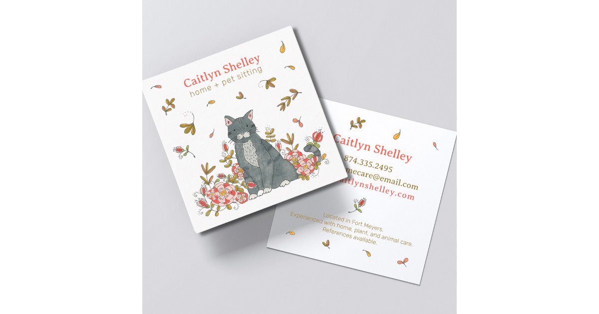 Cat Pet and Home Sitting Business Card | Zazzle